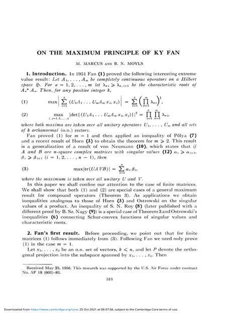 On The Maximum Principle Of Ky Fan Pdf Eigenvalues And Eigenvectors