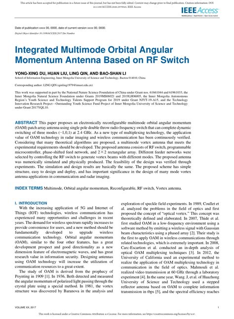 Pdf Integrated Multimode Orbital Angular Momentum Antenna Based On Rf Switch