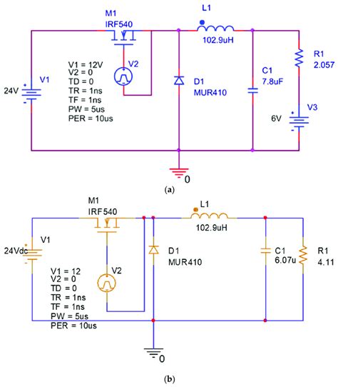 Buck Converter Simulated In Pspice A Resistive Led Model B Svrm Led