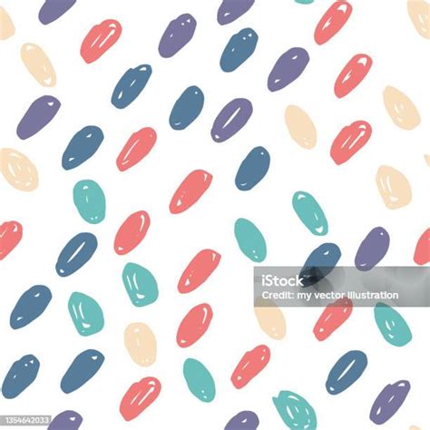 흰색 배경에 여러 가지 빛깔의 물방울 무늬 추상적 인 매끄러운 패턴 직물 배경 옷 포장지 직물 및 벽지에 대한 벡터 디자인 패션 일러스트매끄러운 패턴 0명에 대한 스톡 벡터