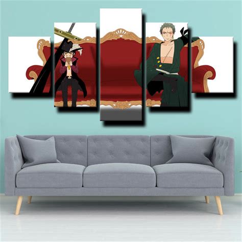 One Piece Roronoa Zoro And Dracule Mihawk Canvas Wall Art Pencil Canvas
