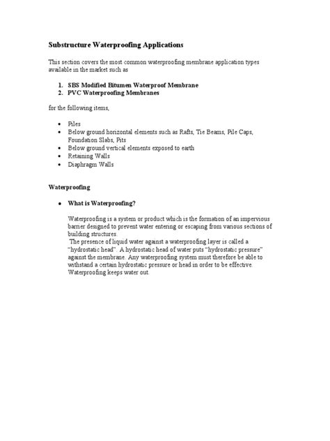 substructure waterproofing applications pdf materials building