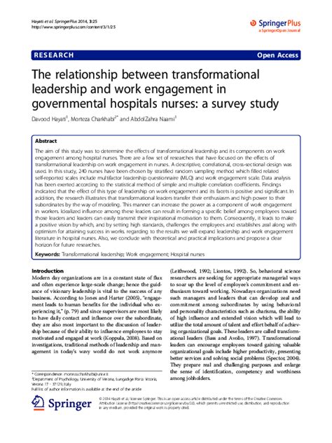 Pdf The Relationship Between Transformational Leadership And Organizational Commitment