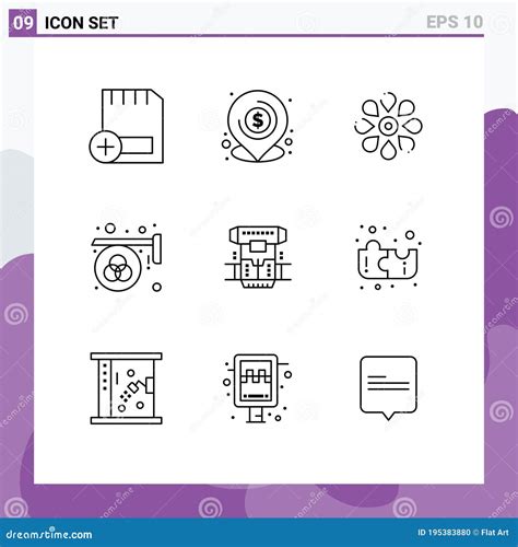 Modern Set Of 9 Outlines And Symbols Such As Design Advertisement Local Spring Floral Stock