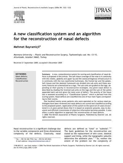 A New Classification System And An Algorithm For The Reconstruction
