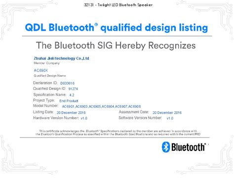 Zhuhai Jieli Technology Coltd Device Database