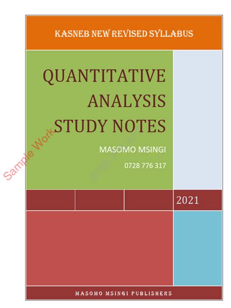 Qa Sample Notes Pdf Statistics Mean