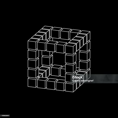 Abstract 3d Cube From Cubes Dimetric Projection Vector Outline Illustration Stock Illustration