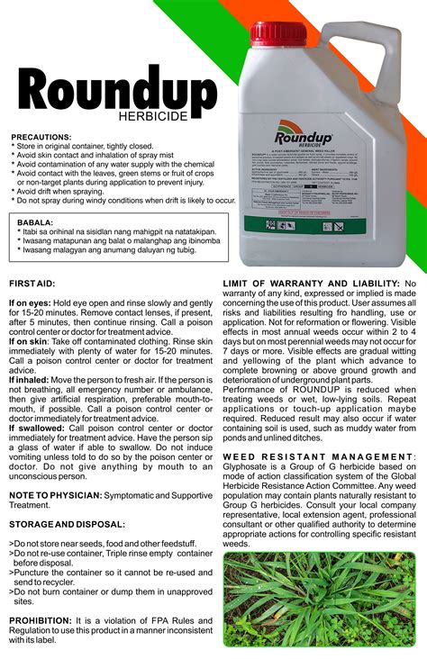 Round Up Glyphosate Non Selective Weed Killer 1 Liter 4 Liters