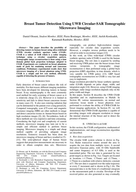 Pdf Breast Tumor Detection Using Uwb Circular Sar Tomographic