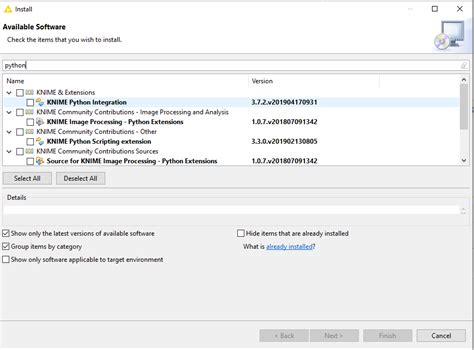 preferences menue does not show an entry to define python knime