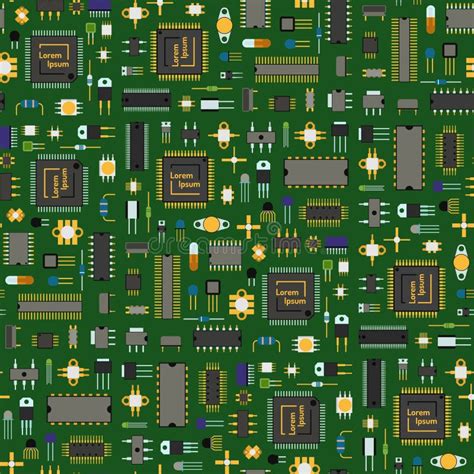 Seamless Motherboard Pattern Stock Vector Illustration Of Circuit