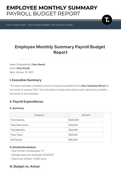Free Payroll Report Templates To Edit Online And Print