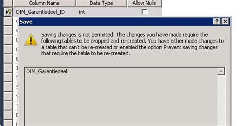 Microsoft SQL Server Integration Services SSMS Prevent Saving Changes That Require Table Re