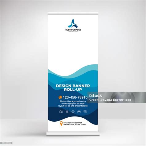 배너 디자인 롤업 광고 스탠드 컨퍼런스 세미나 사진 및 텍스트 배치를위한 포스터 템플릿 프레젠테이션을 위한 창의적인 배경 포스터에 대한 스톡 벡터 아트 및 기타 이미지