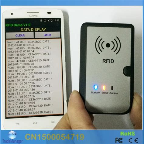 13 56MHZ Wireless Bluetooth RFID Reader Writer Compliant ISO 14443 A Card And Android Mobile