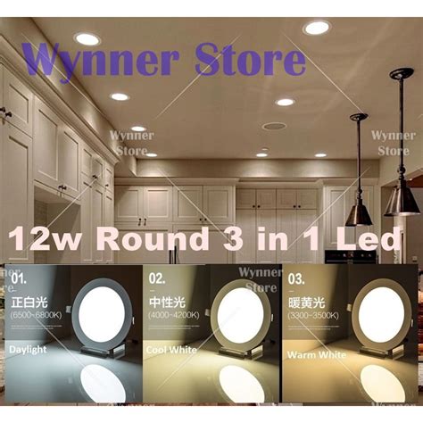 [1pc 12w 15w 18w] 3 In 1 Led Recess Downlight Plaster Ceiling Lamp Led Downlight Lampu Siling