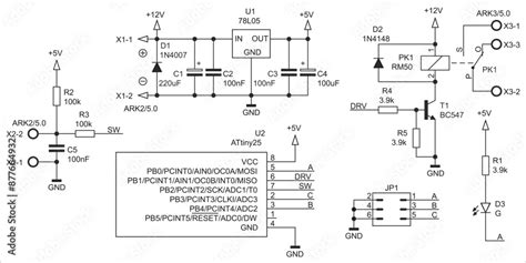 Schematic Diagram Of Electronic Device On Sheet Of Paper Vector Drawing Electrical Circuit With