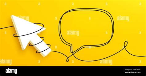 3d cursor pointer with continuous line speech bubble single line chat