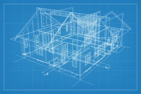 3d Render Of Building Wireframe Structure Perspective Wireframe Of House Exterior Abstract