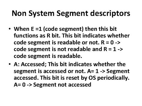segment descriptor segment descriptor segments areas of memory