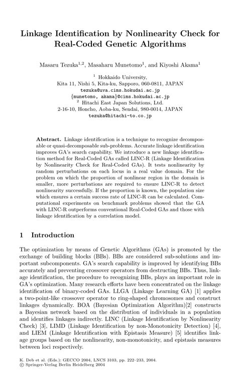Pdf Linkage Identification By Nonlinearity Check For Real Coded