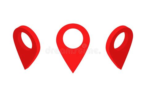 set of red map pointer in isometric style vector illustration stock illustration illustration