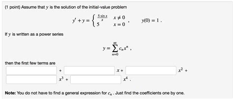 Solved 1 Point Assume That Y Is The Solution Of The Chegg Com
