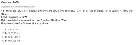 solved question 14 ﻿of 20 ﻿ select the best answer for the