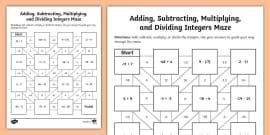 Multiplying And Dividing Integers Worksheet