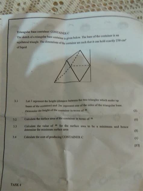 solved triangular base centalaer container c the skecth of a