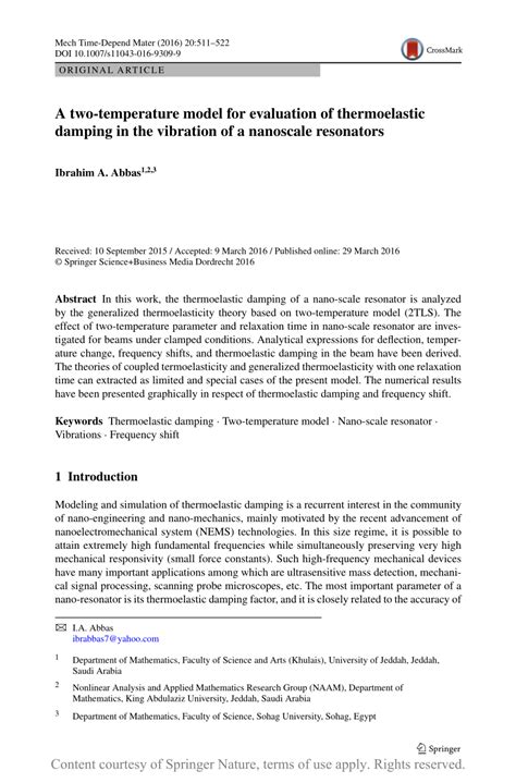 A Two Temperature Model For Evaluation Of Thermoelastic Damping In The