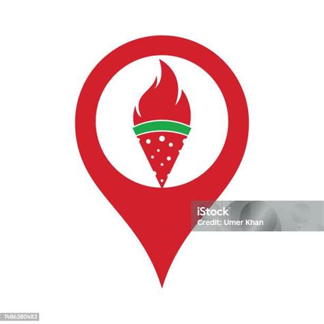 뜨거운 피자 지도 핀 모양 개념 로고 디자인 템플릿입니다 건강에 좋지 않은 음식에 대한 스톡 벡터 아트 및 기타 이미지 건강에 좋지 않은 음식 길거리 음식 내비게이션