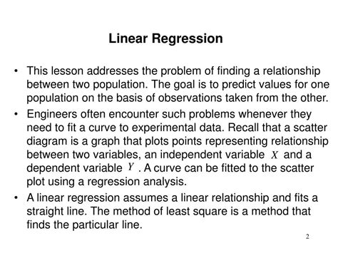 PPT Outline Linear Regression The Method Of Least Squares PowerPoint Presentation ID