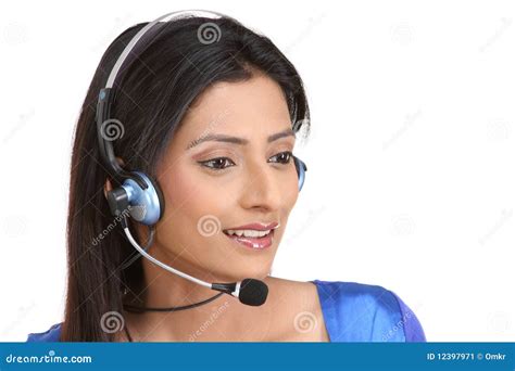 Indian Girl With Microphone Stock Image Image Of Help Indian