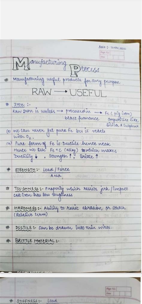 Btech 1st Year Manufacturing Process Handwritten Notes Artofit