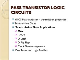 Pass Transistor Logic PPT Programming Languages Computing