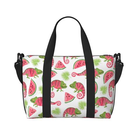 Travel Duffle Bag Cute Chameleon Watermelon Travel Tote Bags Carry On