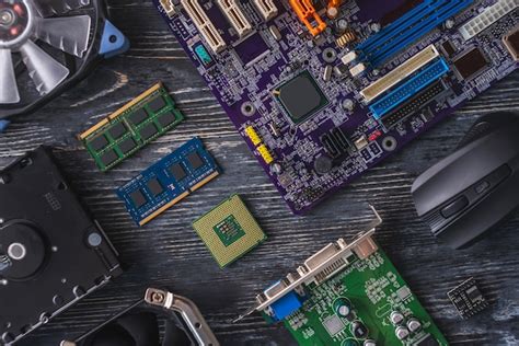 Premium Photo The Computer Hardware Configuration Is Laid Out On A Dark