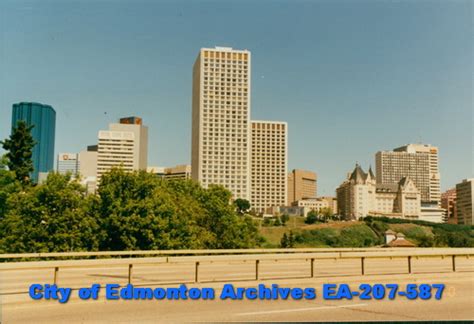Edmontons Skyline From James Macdonald Bridge City Of Edmonton