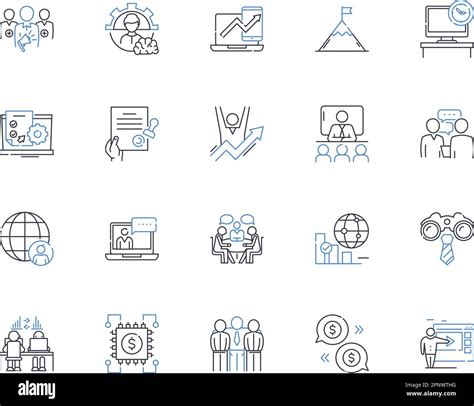 Company Missions Line Icons Collection Purpose Vision Intention
