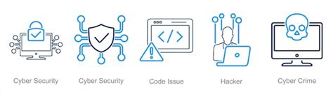 Premium Vector A Set Of 5 Cyber Security Icons As Cyber Security Code