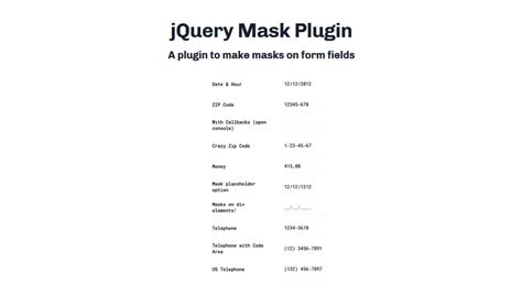 Jquery Mask Plugin