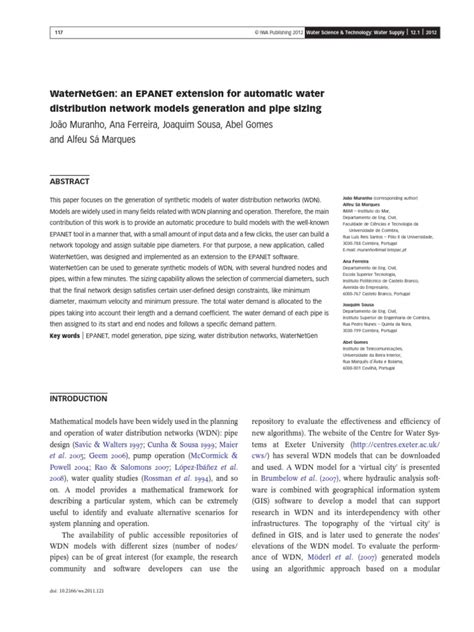 waternetgen an epanet extension for auto pdf cluster analysis