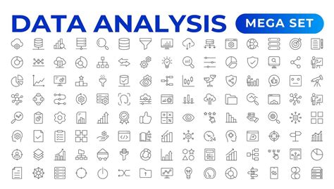 Data Analytics Icon Set Big Data Analysis Technology Symbol Containing Database Computing And