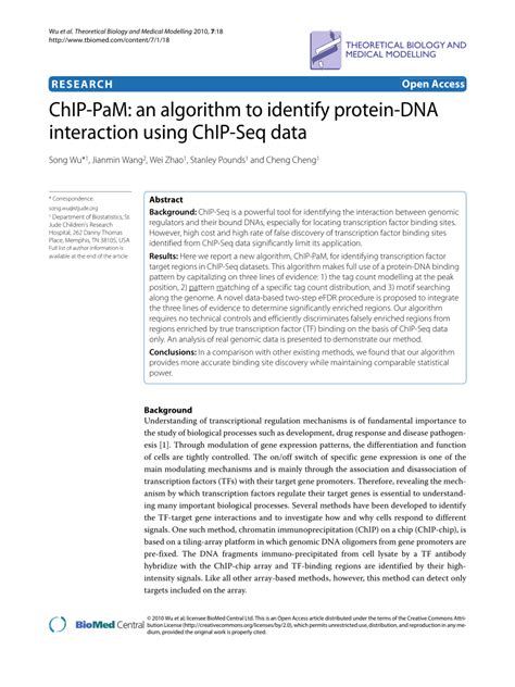 Pdf Chip Pam An Algorithm To Identify Protein Dna Interaction Using
