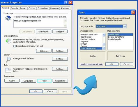 Internet Explorer Support How To Change Font Styles Used For Webpages In IE