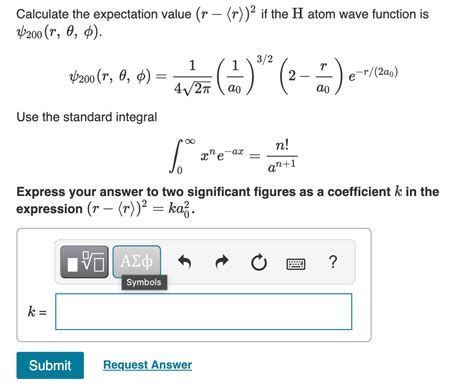 solved calculate the expectation value r− r 2 if the h