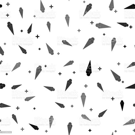 흰색 배경에 와플 콘 아이콘 고립 된 원활한 패턴에 검은 아이스크림 벡터 일러스트레이션 0명에 대한 스톡 벡터 아트 및 기타