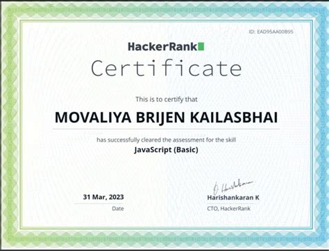 Brijen Movaliya On Linkedin Hackerrank